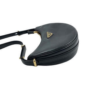 Prada | Bags | Prada Arqu Black Calfskin Leather Shoulder Bag Crescent Moon Shape | Poshmark